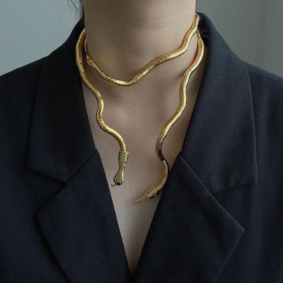 Jewelry | Snake Collar Flexible Adjustable Necklace Gold Serpentine ...